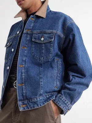 Nn07 Roy 1847 Organic Corduroy-trimmed Denim Jacket