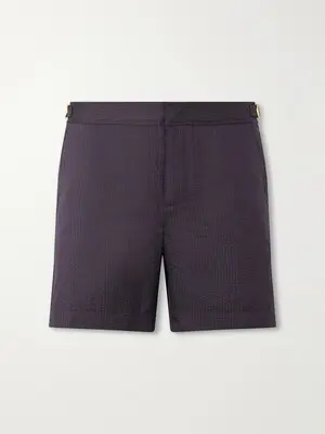 Orlebar Brown Orlebar Brown - Bulldog Straight-Leg Mid-Length Striped Seersucker Swim Shorts - Men - Brown - UK/US 30 Brown