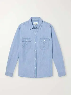 NILI LOTAN Callum Cotton-chambray Shirt - Blue