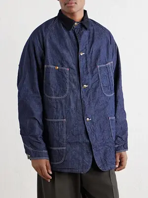 ORSLOW Corduroy-trimmed Denim Jacket