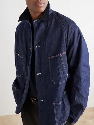 ORSLOW Corduroy-trimmed Denim Jacket