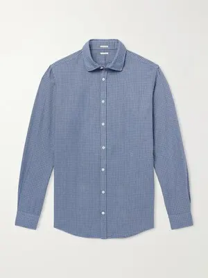 Massimo Alba Canary Checked Cotton-flannel Shirt - Blue