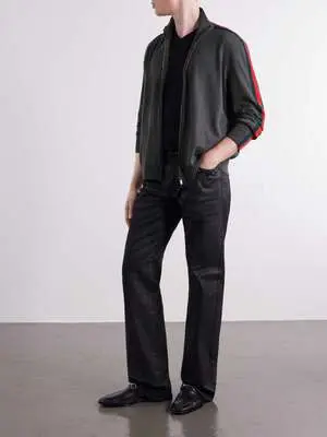 Gucci Web-intarsia Wool Zip-up Sweater
