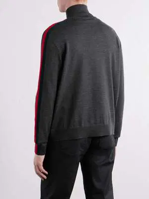 Gucci Web-intarsia Wool Zip-up Sweater