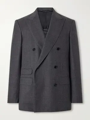 Dunhill Double-breasted Wool And Cashmere-blend Suit Jacket - Gray