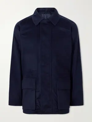 SAMAN AMEL Brushed Cashmere Coat - Blue