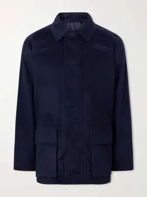 SAMAN AMEL Brushed Cashmere Coat - Navy