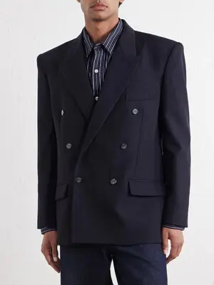 WILLY CHAVARRIA Manuel Double-breasted Pinstriped Virgin Wool Blazer