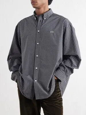 Loewe Logo-embroidered Checked Shirt - Gray