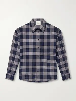 THE ELDER STATESMAN Checked Cotton Shirt - Blue
