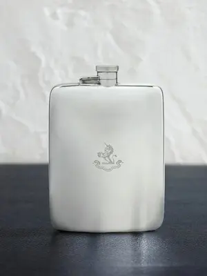 FOUNDWELL W. Neale & Son Vintage 1930 Engraved Sterling Flask And Leather Case