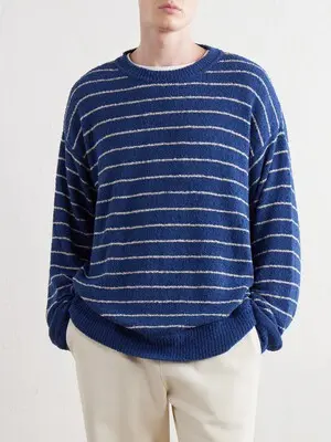 THE ELDER STATESMAN Eyelash Striped Cotton-blend Sweatshirt