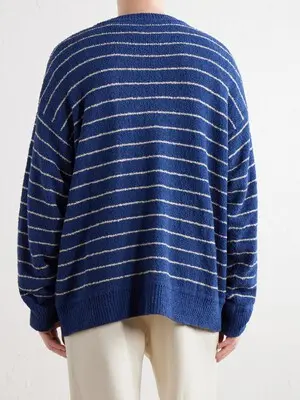 THE ELDER STATESMAN Eyelash Striped Cotton-blend Sweatshirt