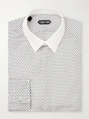 TOM FORD Classic-collar Printed Silk-satin Shirt - Gray