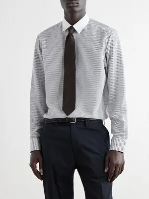 TOM FORD Classic-collar Printed Silk-satin Shirt