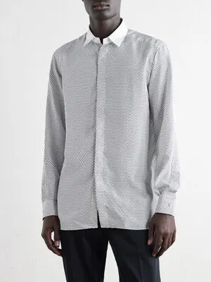 TOM FORD Classic-collar Printed Silk-satin Shirt