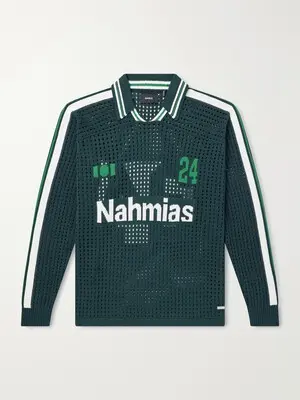 NAHMIAS Logo-jacquard Open-knit Cotton-jersey T-shirt