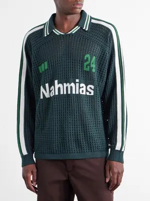 NAHMIAS Logo-jacquard Open-knit Cotton-jersey T-shirt