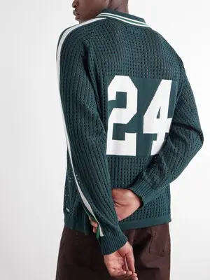 NAHMIAS Logo-jacquard Open-knit Cotton-jersey T-shirt