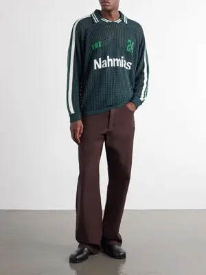 NAHMIAS Logo-jacquard Open-knit Cotton-jersey T-shirt