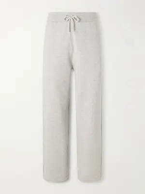 AMI Paris Straight-leg Cotton-blend Jersey Sweatpants - Gray