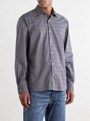 Officine Générale Giacomo Checked Cotton Shirt - Gray
