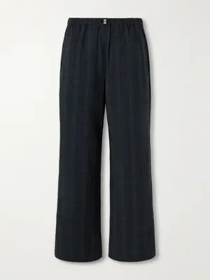 Literary Sport Nelson Straight-leg Drawstring Checked Seersucker Trousers - Blue
