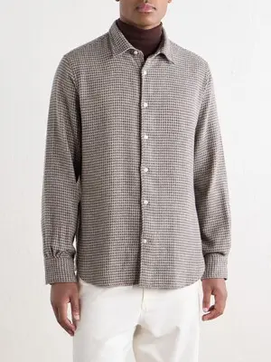 Officine Générale Giacomo Houndstooth Cotton-flannel Shirt