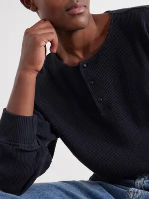 Our Legacy Ballon Ribbed Stretch-cotton Henley T-shirt