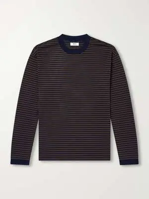 Nn07 Lionel 30040 Striped Organic Cotton-jersey T-shirt - Navy