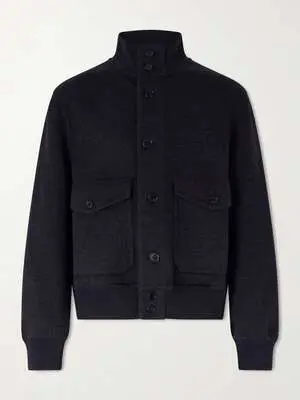 Dunhill Cashmere And Wool-blend Bomber Jacket - Dark Gray