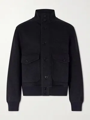 Dunhill Cashmere And Wool-blend Bomber Jacket - Gray
