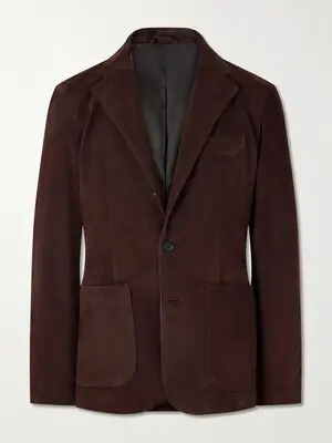 SAMAN AMEL Suede Blazer - Brown
