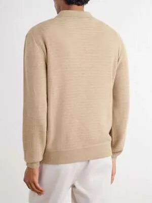Canali Mock-rib Wool And Cashmere-blend Half-zip Polo Shirt