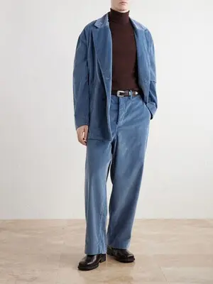 CASEY CASEY Albello Straight-leg Cotton-corduroy Trousers - Blue