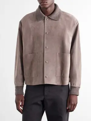 JW Anderson Wool-trimmed Suede Jacket - Brown