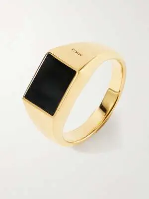 MIKIA Plated Sterling Silver Onyx Ring