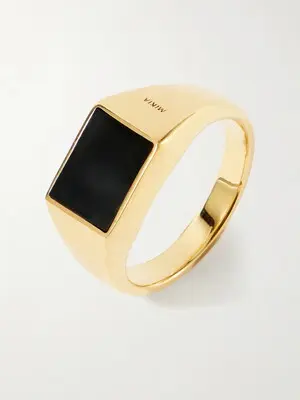 MIKIA Plated Sterling Silver Onyx Ring