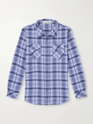GOD'S TRUE CASHMERE Checked Cashmere Shirt - Blue