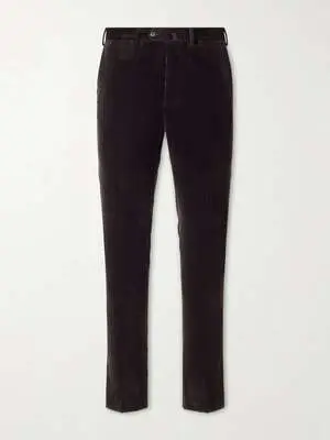 DE PETRILLO Straight-leg Cotton-blend Corduroy Trousers - Dark Brown