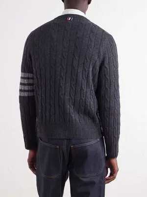Thom Browne 4-bar Stripe Cable-knit Cashmere Sweater