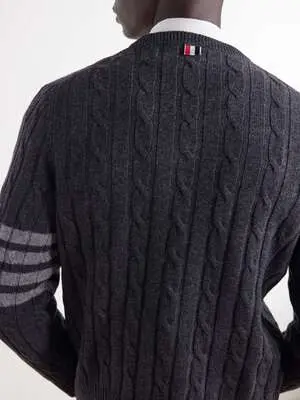 Thom Browne 4-bar Stripe Cable-knit Cashmere Sweater