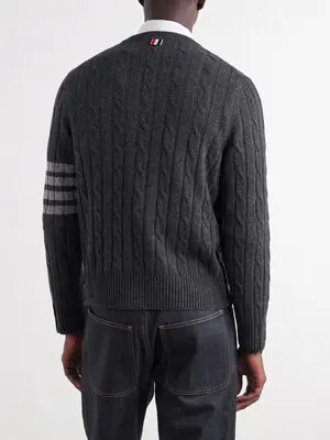 Thom Browne 4-bar Stripe Cable-knit Cashmere Sweater
