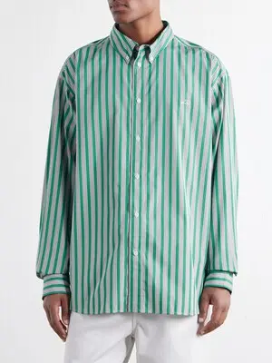 Loewe Striped Cotton-poplin Shirt - Green