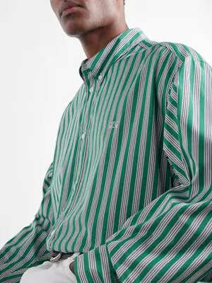 Loewe Striped Cotton-poplin Shirt - Green