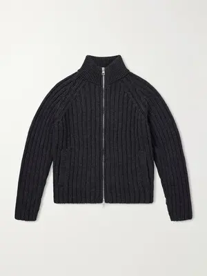 Our Legacy Ultra Ribbed Merino Wool Zip-up Sweater