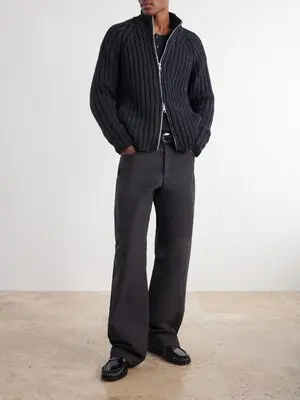 Our Legacy Ultra Ribbed Merino Wool Zip-up Sweater