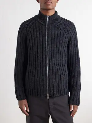 Our Legacy Ultra Ribbed Merino Wool Zip-up Sweater