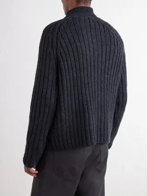 Our Legacy Ultra Ribbed Merino Wool Zip-up Sweater