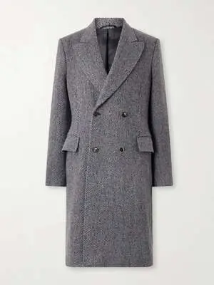 Gabriela Hearst Mcaffrey Double-breasted Wool And Cashmere-blend Herringbone Coat - Gray